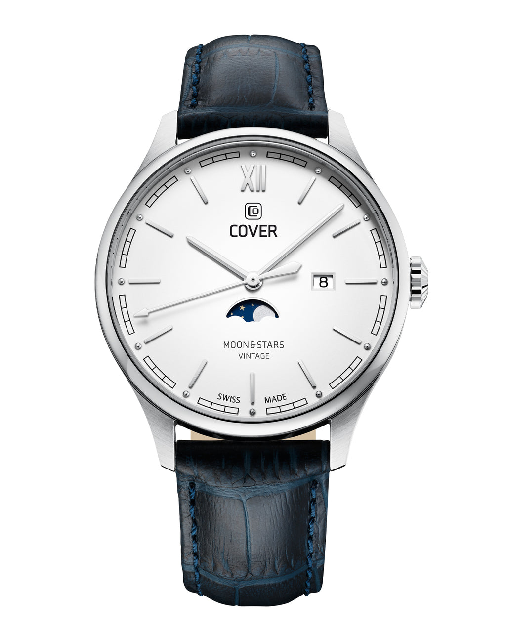 COVER Chapman Moon&Stars White, Leather Blue, Silver Watch – Cover Watches