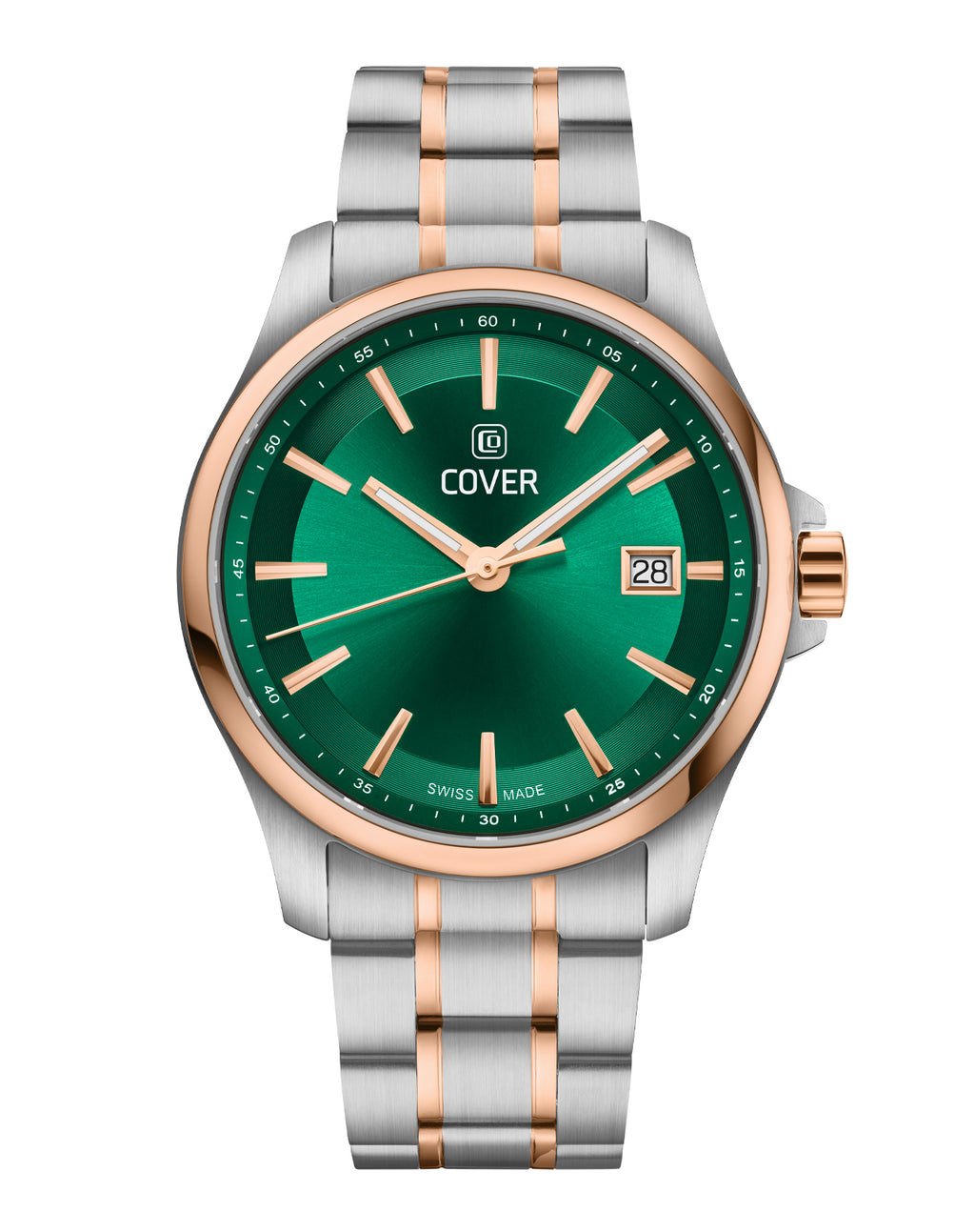 COVER Marville Gent Steel Watch Green, Bicolor Silver Rose Gold – Cover ...